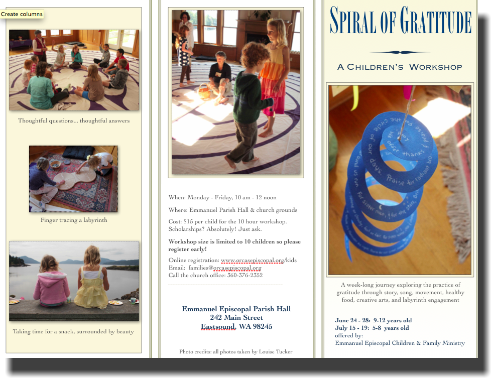 Spiral of Gratitude Workshop - Emmanuel Episcopal Parish on Orcas Island